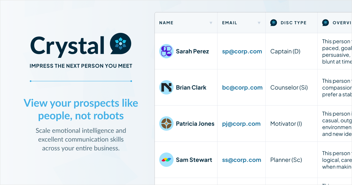 Personality data to improve business communication | Crystal